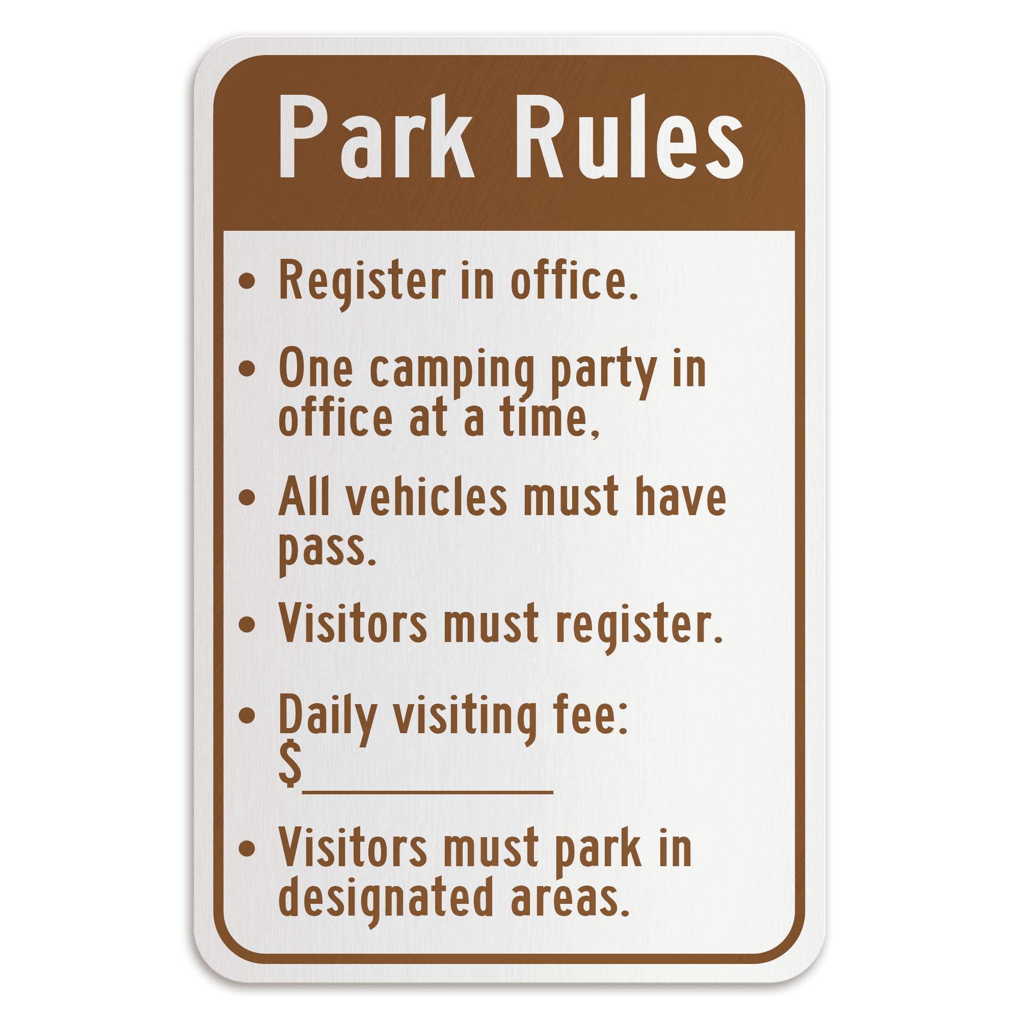 PARK RULES - American Sign Company